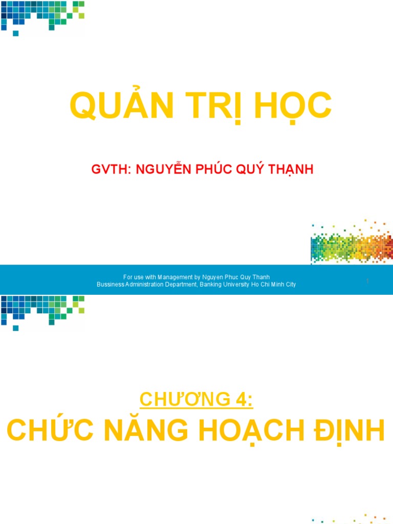 Quan Tri Hoc - Chuong 4 Chuc Nang Hoach Dinh | PDF