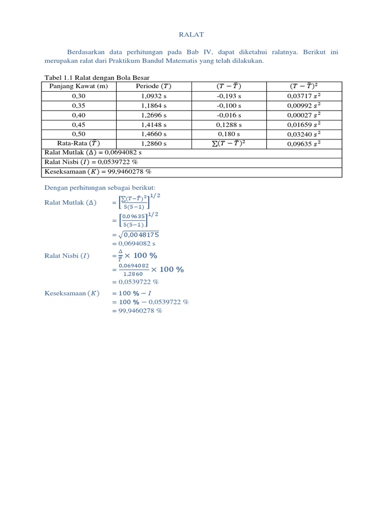 Ralat Bandul Matematis | PDF