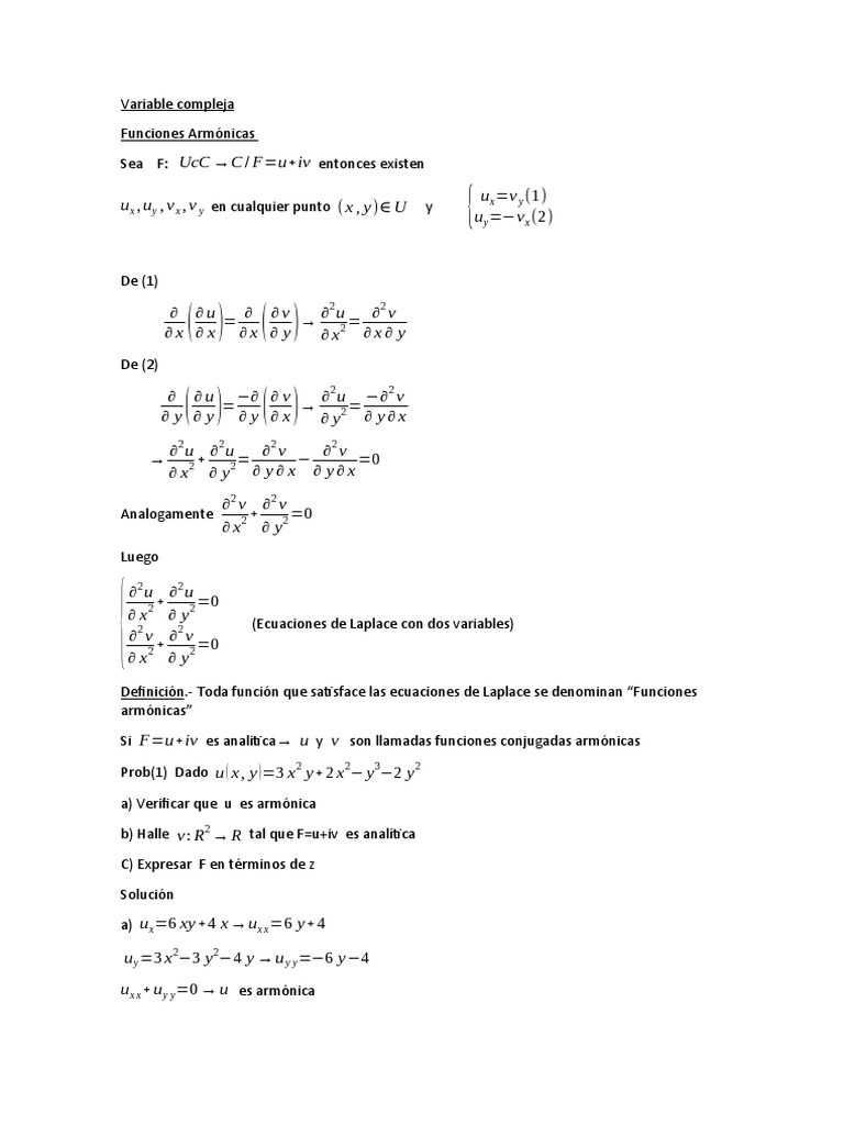 Variable Compleja Funciones Armonicas | PDF