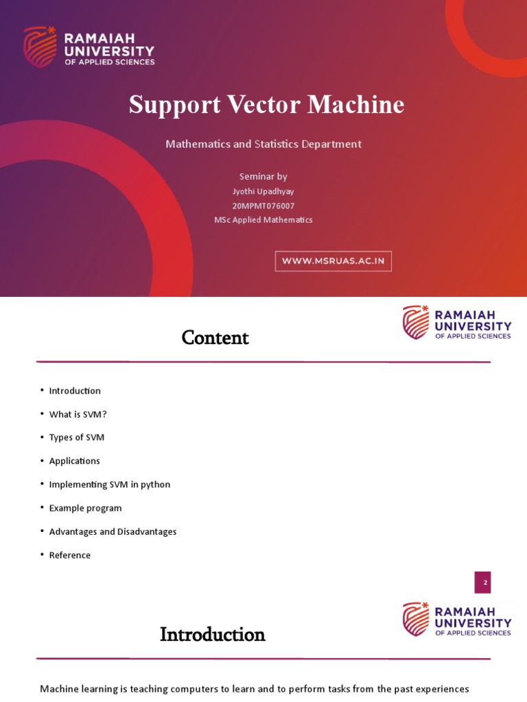 SUpport Vector Machine | PDF | Teaching Methods & Materials | Computers