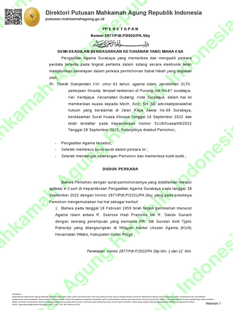 Putusan PA Isbat Nikah | PDF