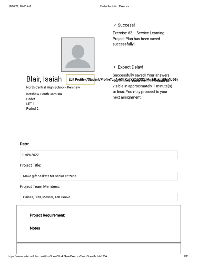 Cadet Portfolio - Exercise | PDF | Service Learning | United States ...