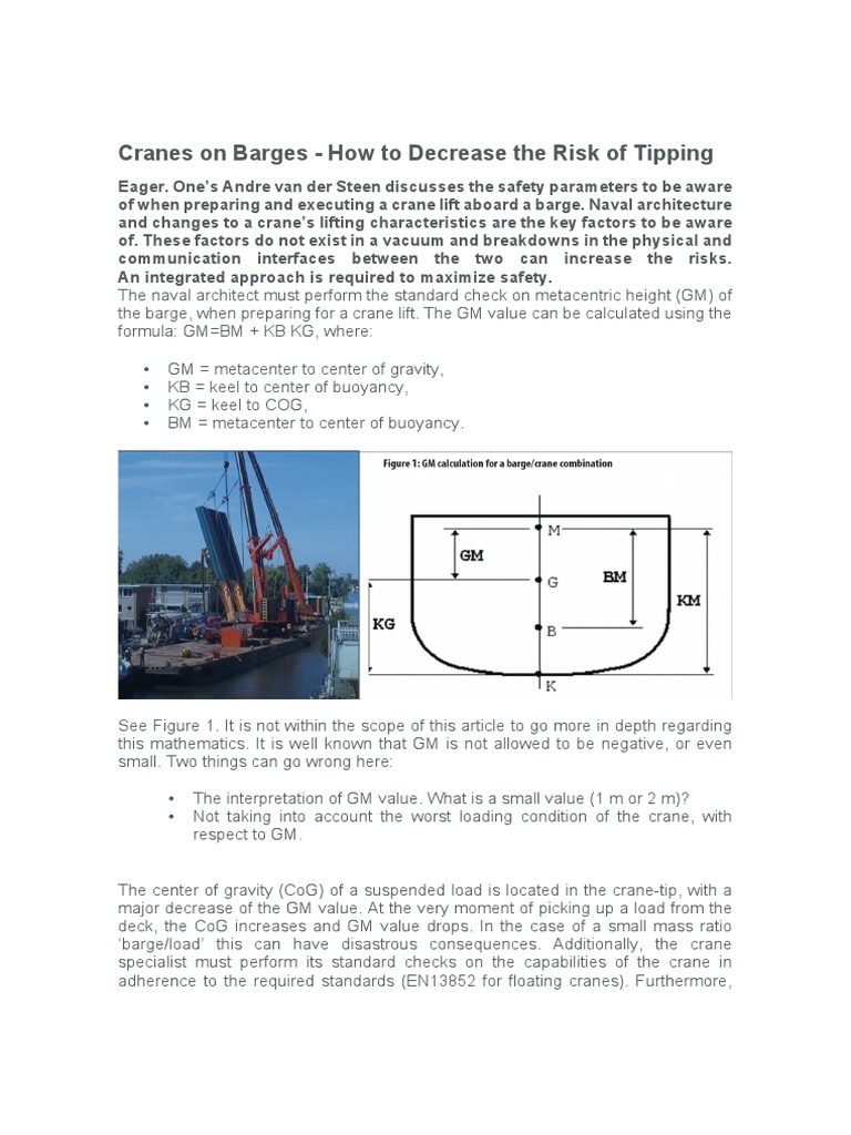 Cranes On Barges - How To Decrease The Risk of Tipping | PDF