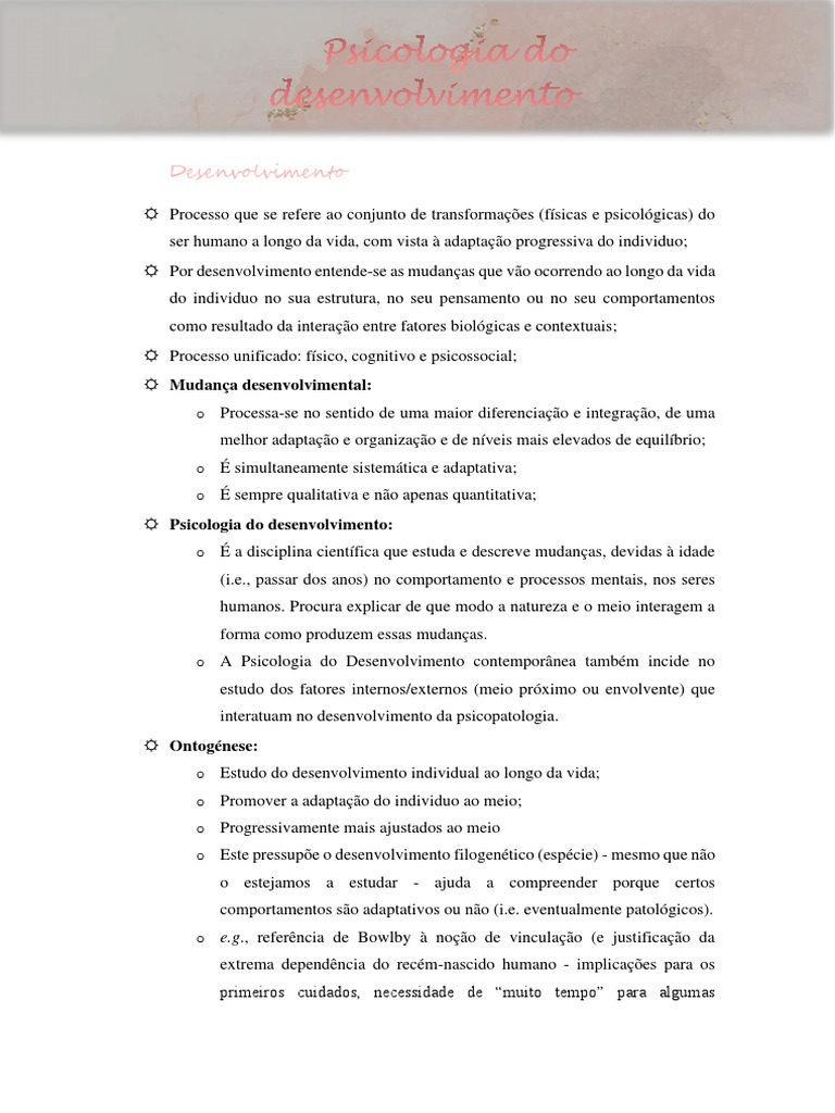Psicologia Do Desenvolvimento | PDF | Psicologia do Desenvolvimento | Aprendizado