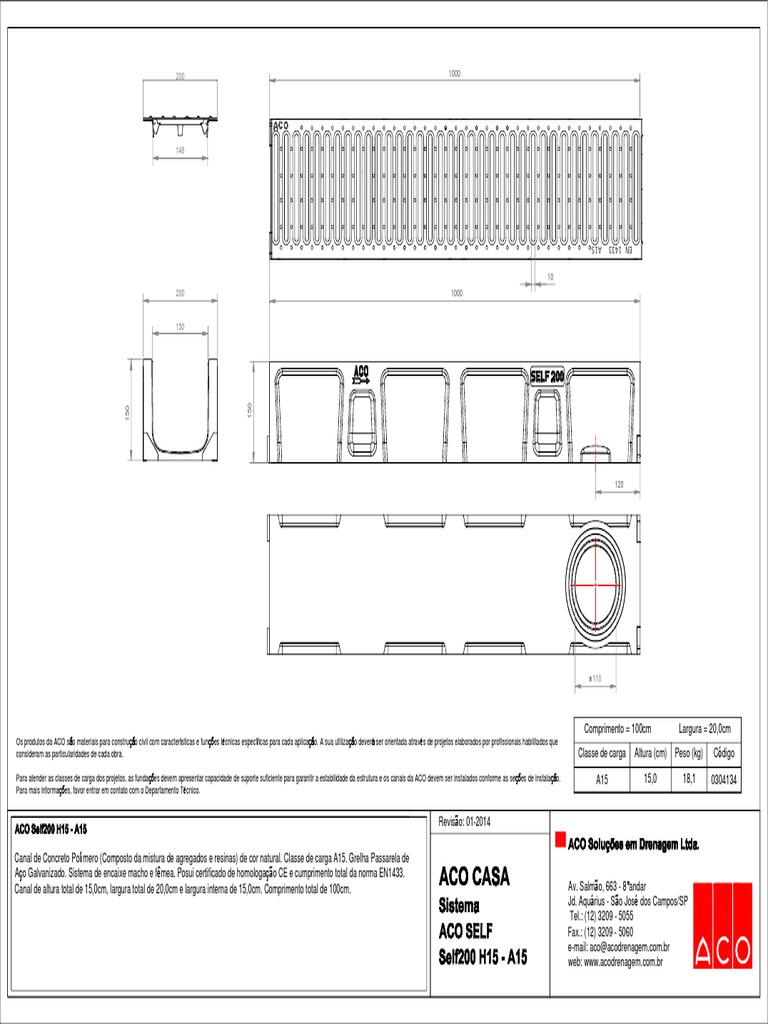 Ficha Técnica ACO Self200 H15 - A15 | PDF