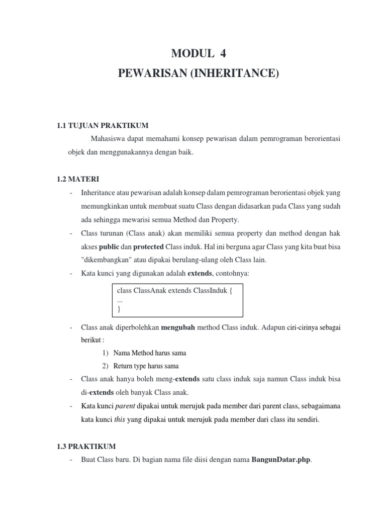 PHP MODUL 4 - Inheritance | PDF