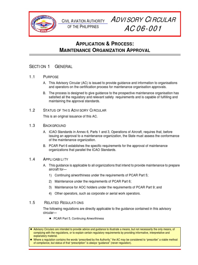 Ac 06-001 Amo Certification Caap A2011 | PDF | Aviation