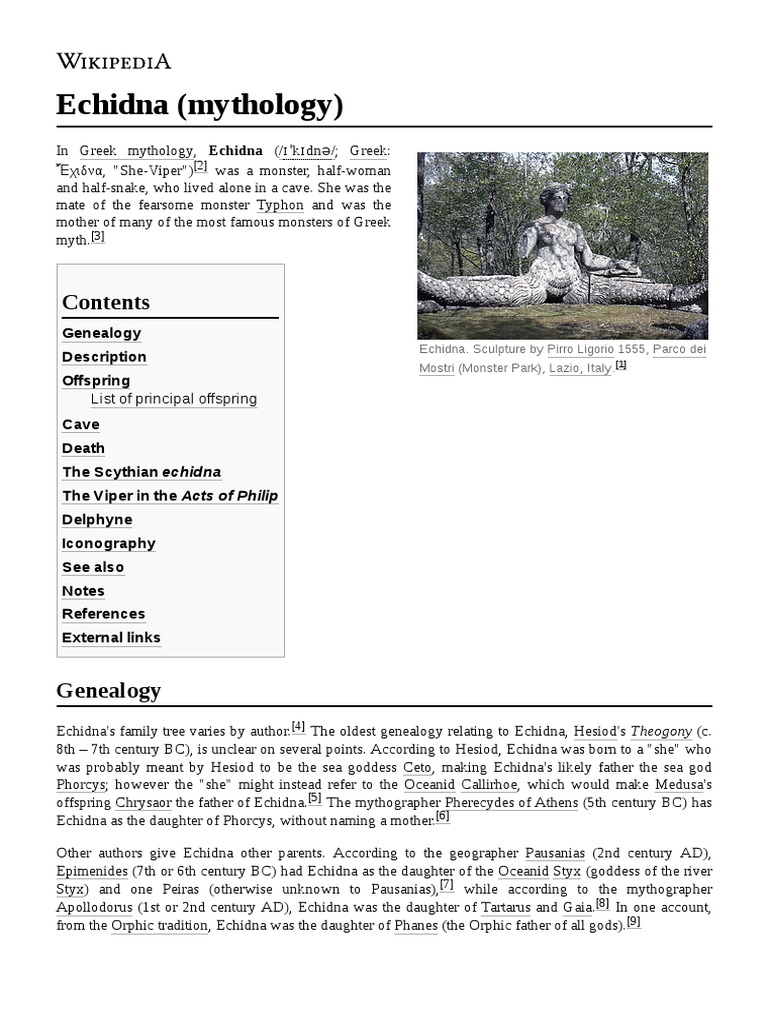 Echidna (Mythology) | PDF