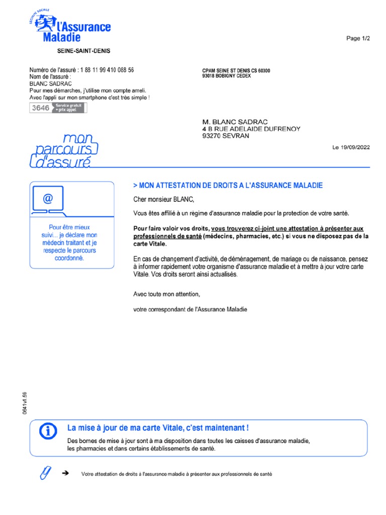 Attestation De Droit Pdf – Demander Une Attestation De Droits – QJDYUH