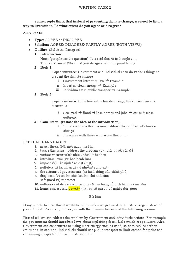 WRITING TASK 2 Advantage Disadvantage Climate Change | PDF | Climate Change | Climate