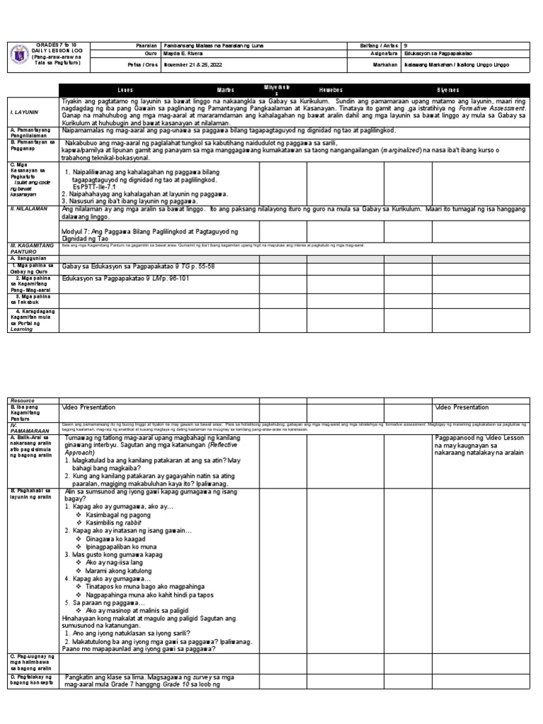DLL - ESP 9 - Q2 - WK 3 | PDF