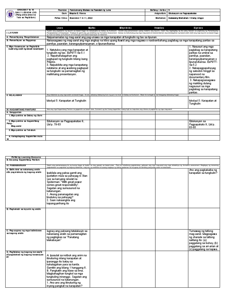 DLL - ESP 10 - Q2 - Wk1 and 2 | PDF