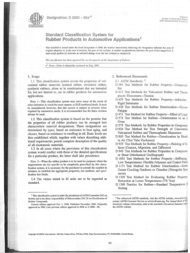 ASTM D 2000-06a | PDF