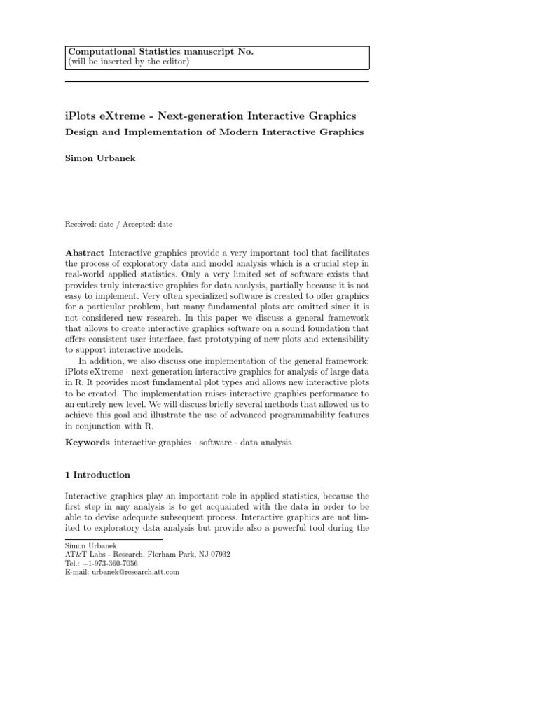 Iplots Extreme - Next-Generation Interactive Graphics | PDF | R ...