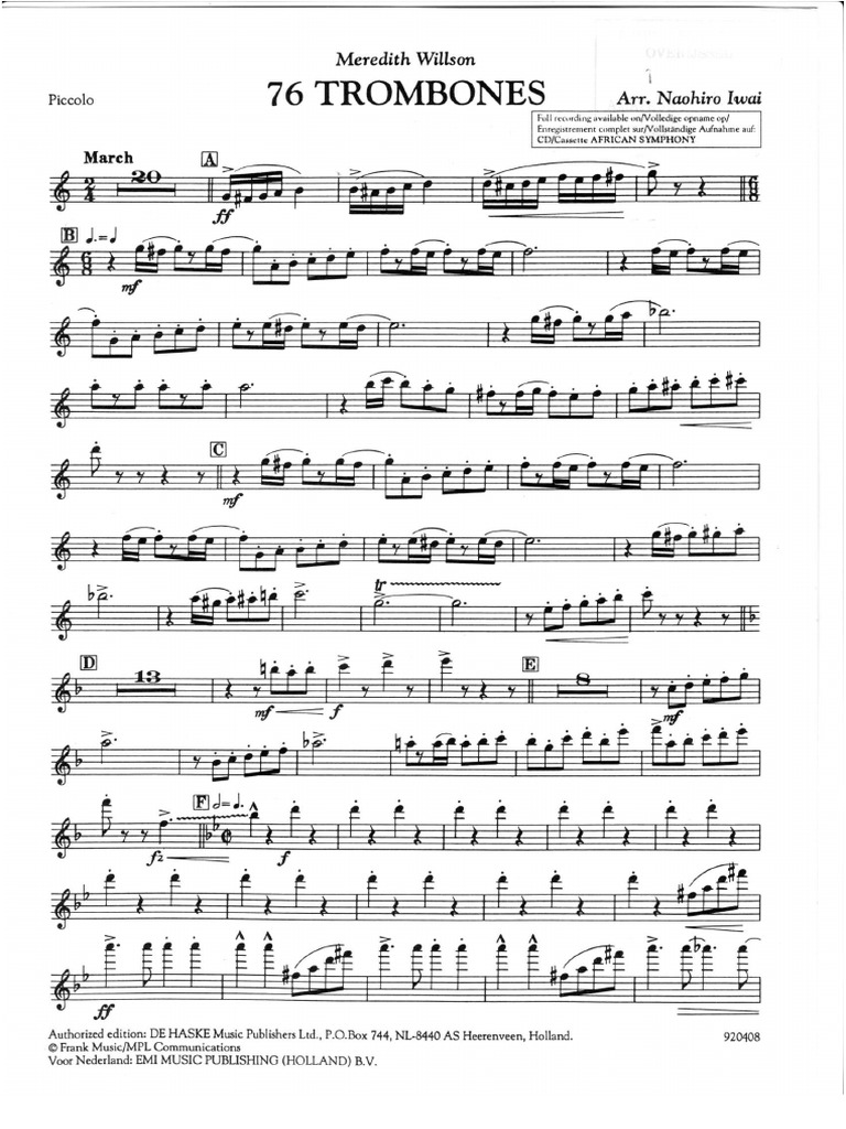 76 Trombones Iwai Piccolo | PDF