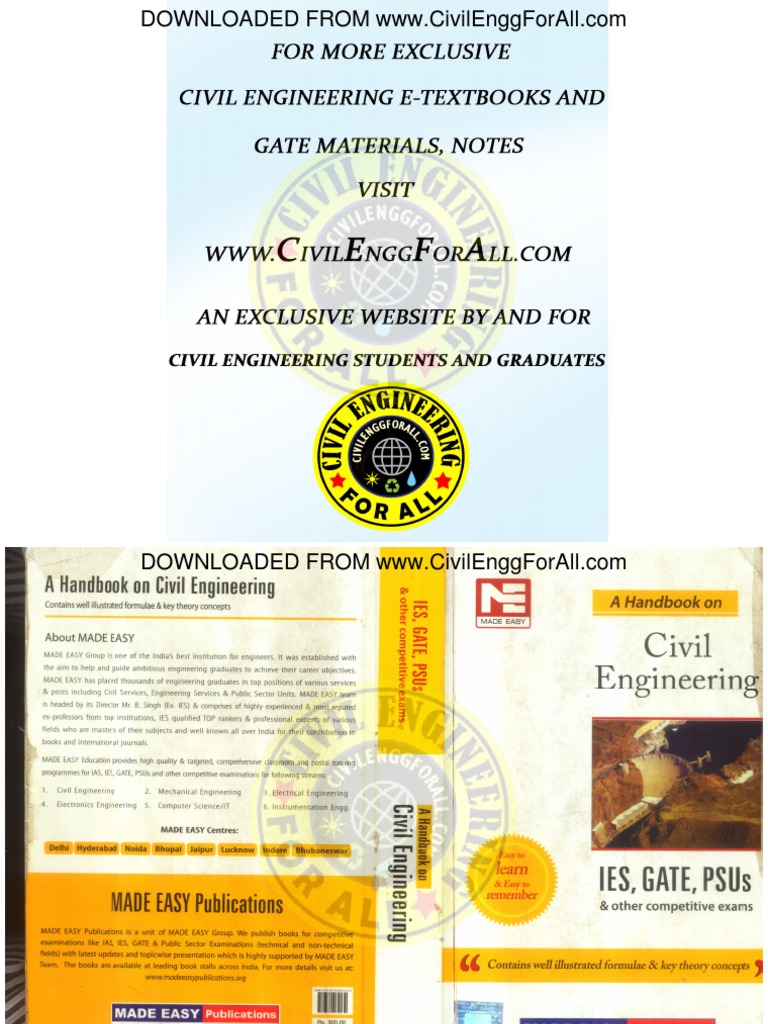 Handbook On Civil Engineering - IES, GATE, PSU's and Other Competitive Exams | PDF