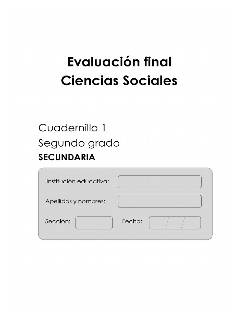 EPF 2do Secundaria Prueba Ciencias Sociales Cuadernillo 1 | PDF