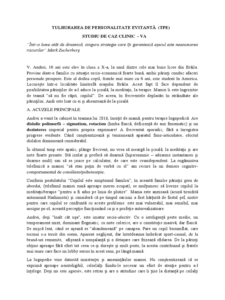 Studiu de Caz Terapia Cognitiv Comportamentala PDF Free | PDF