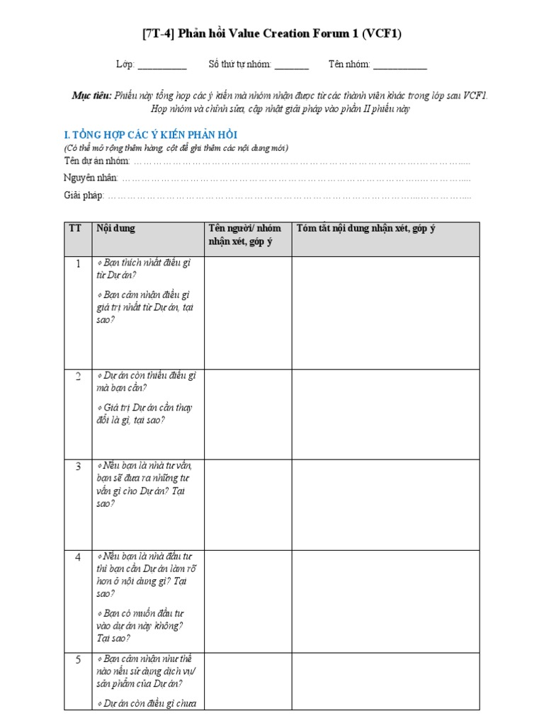 (7T-4) Phan Hoi Value Creation Forum 1 (VCF1) | PDF