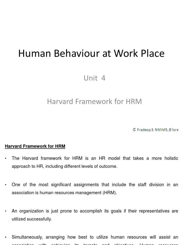 Unit 4 - EXTRA (Harvard Framework For HRM) | PDF | Human Resource ...