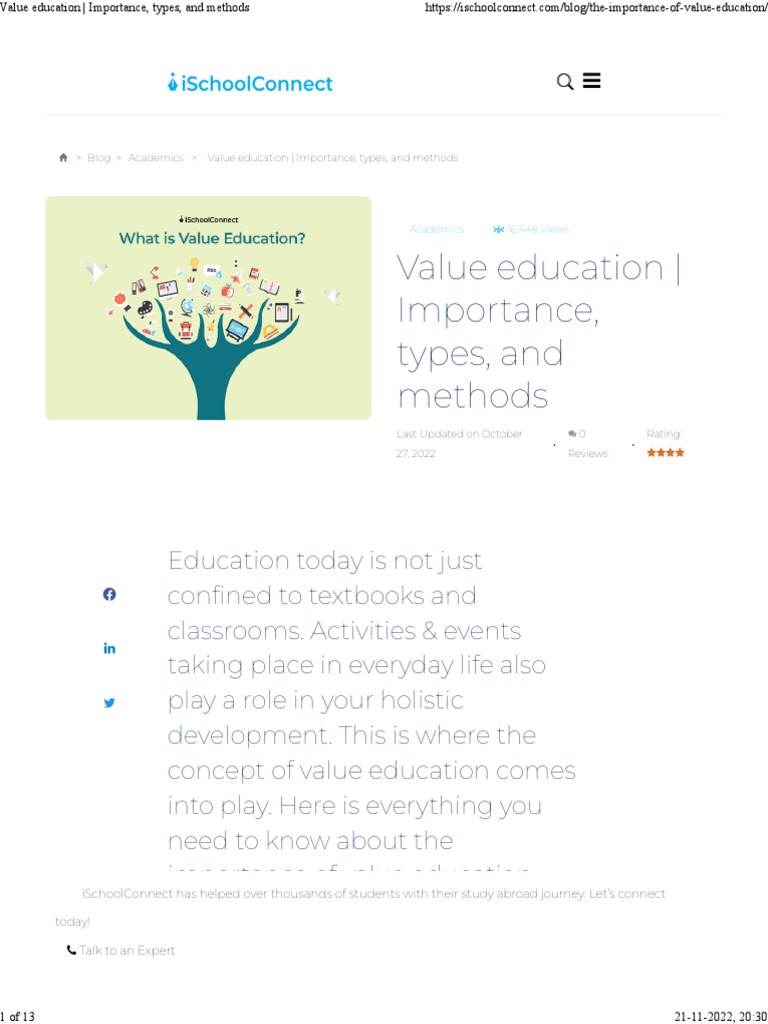 Value Education Importance, Types, and Methods | PDF