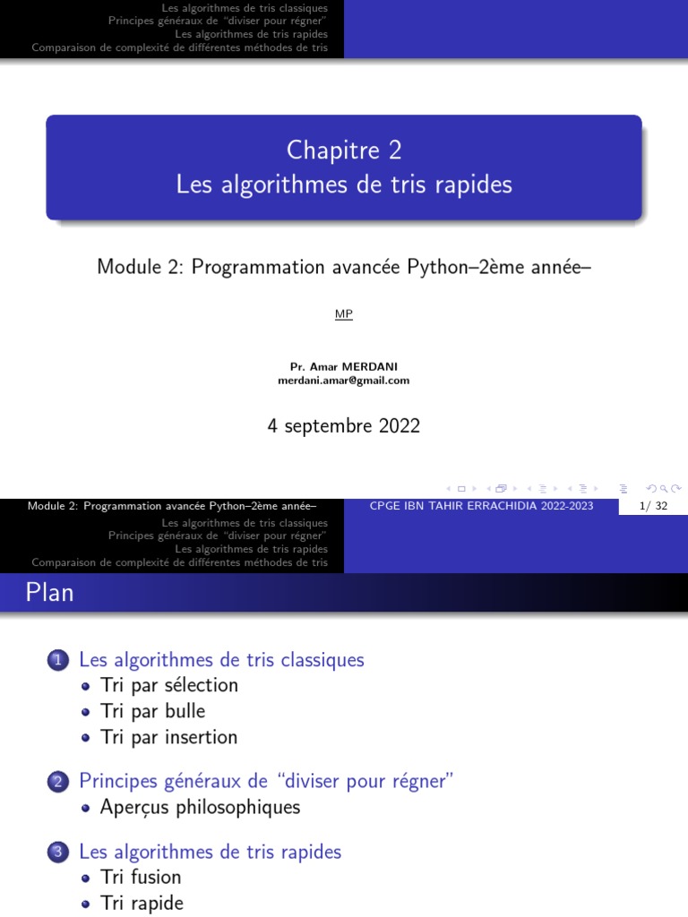 Chap2 Algorithmes Tri | PDF