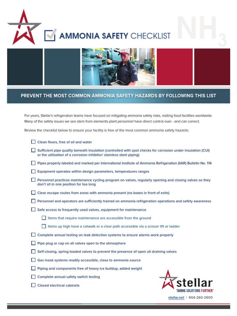 Stellar Ammonia Safety Checklist | PDF