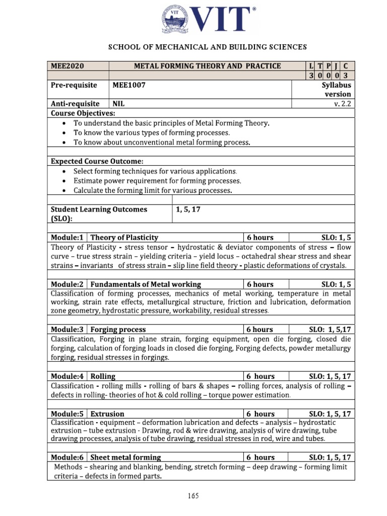 MEE2020 Syllabus | PDF