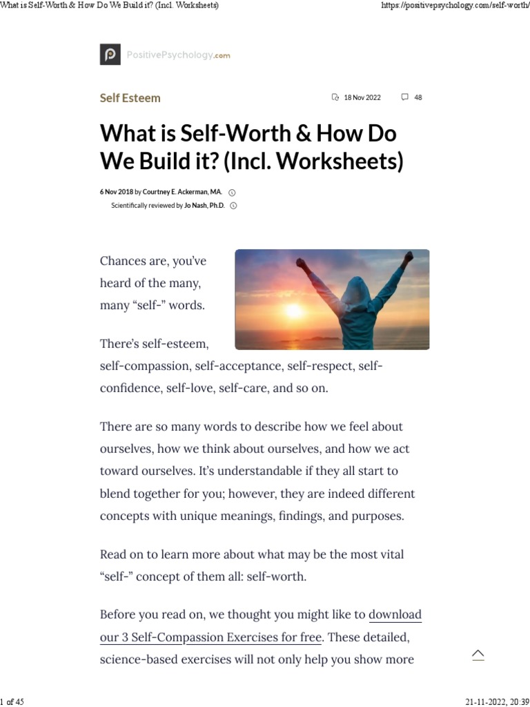 What Is Self-Worth & How Do We Build It (Incl. Worksheets) | PDF | Self ...