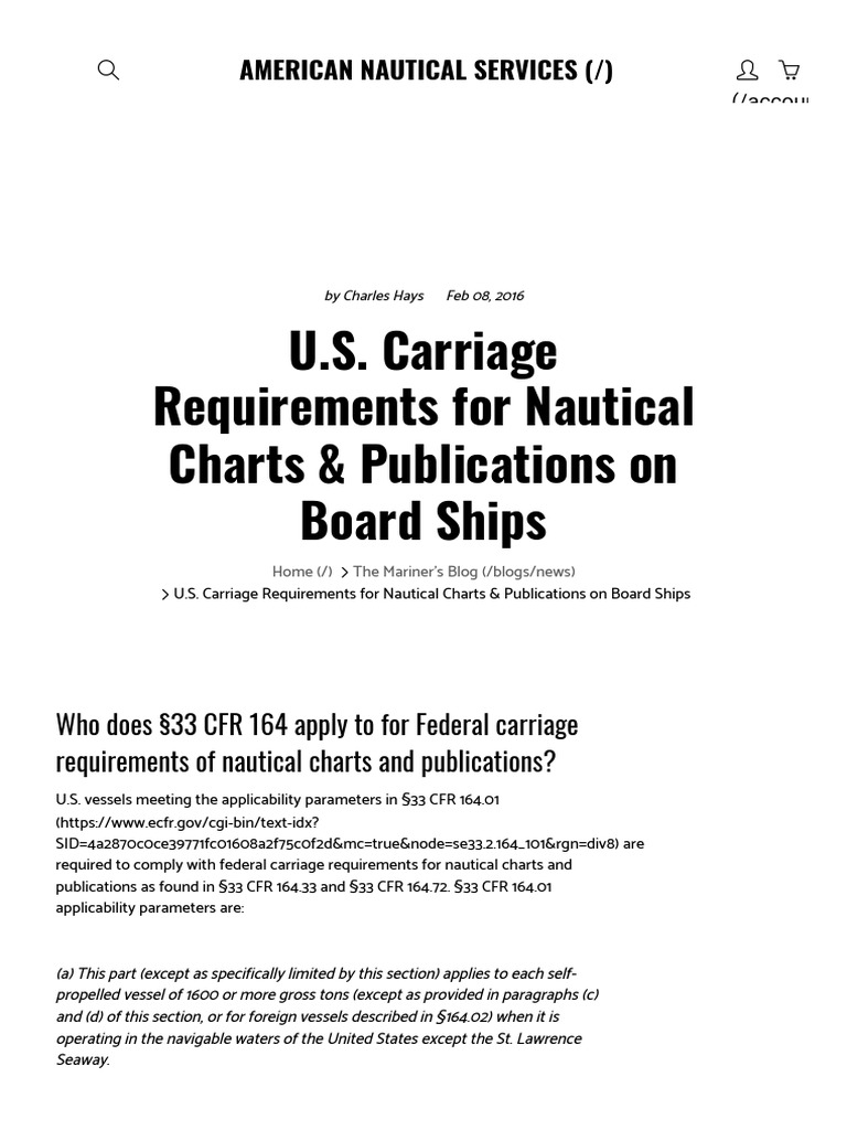 U.S. Carriage Requirements For Nautical Charts & Publications On | PDF ...