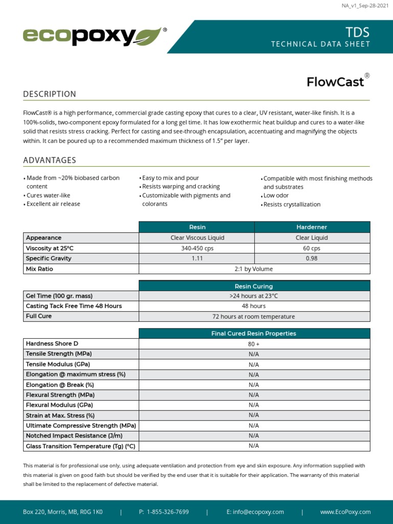 FlowCast TDS 2021-09-28 | PDF