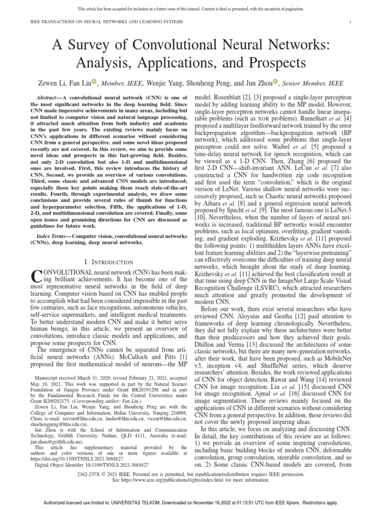 A Survey of Convolutional Neural Networks Analysis Applications and Prospects | PDF | Artificial ...