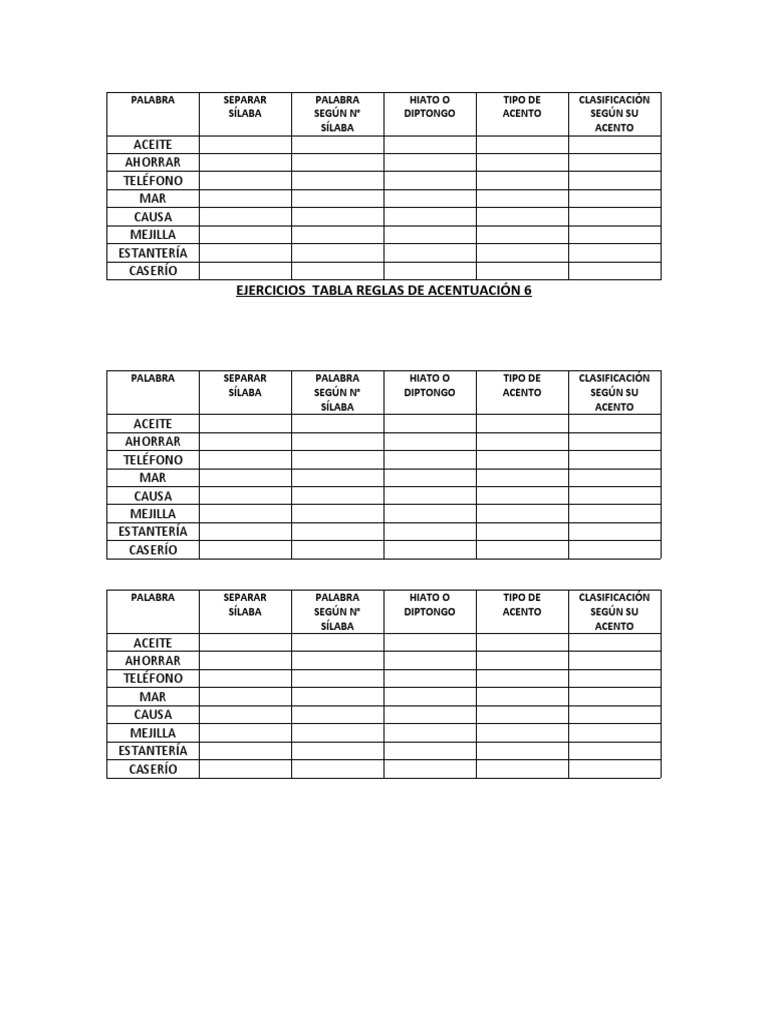 Ejercicios Regla de Acentuación | PDF