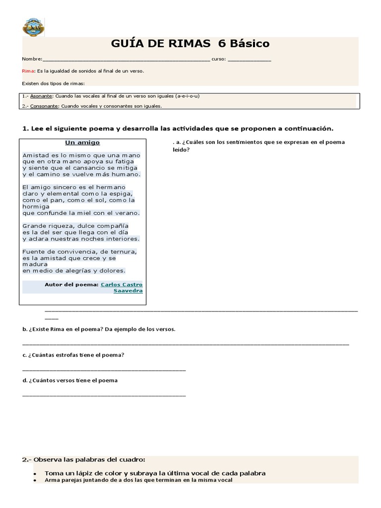 GUÍA DE RIMAS 5 n2 | PDF | Rima
