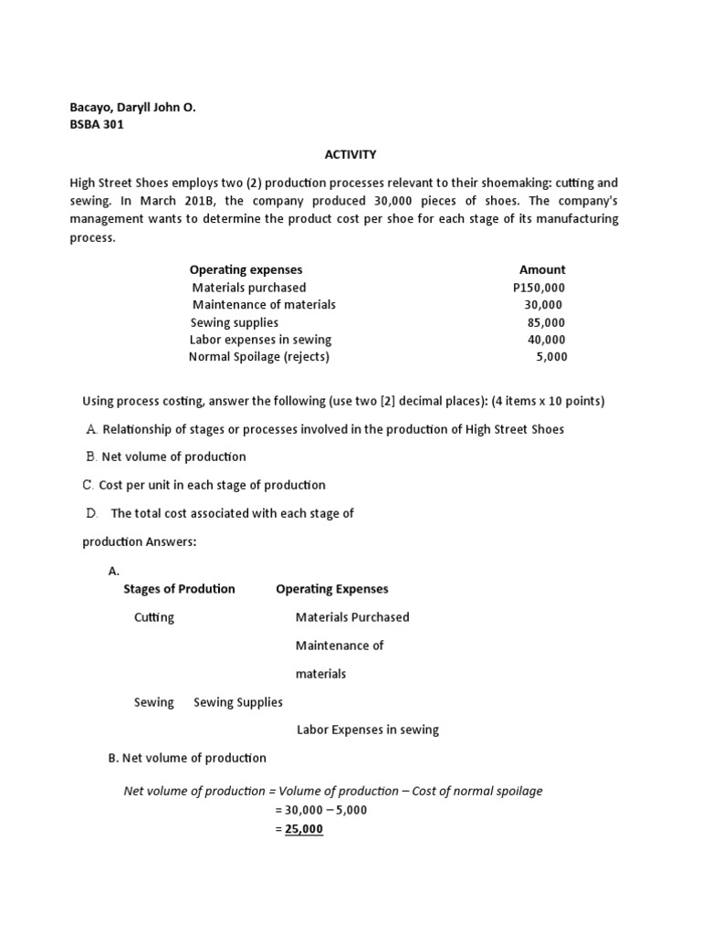 Bacayo - 06 Activity 2 Costing | PDF