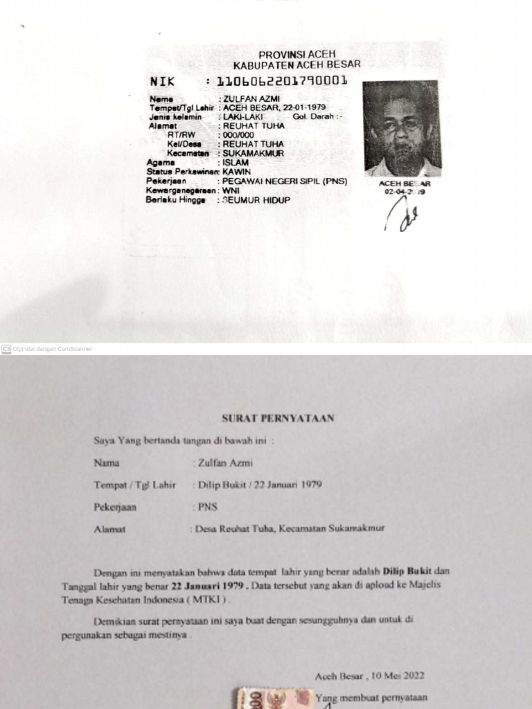 Surat Pernyataan Ijazah KTP | PDF