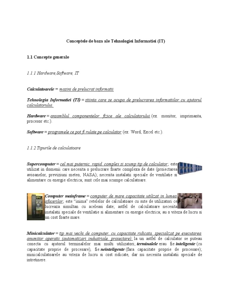 Conceptele de Baza Ale Tehnologiei Informatiei | PDF