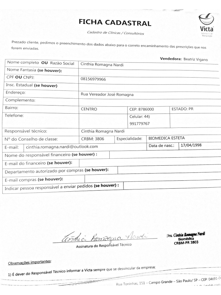 Ficha Cadastral | PDF