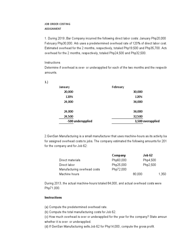 Job Order Costing and Overhead Analysis | PDF | Labour Economics | Cost