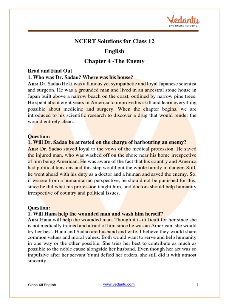 Class 12 English Vistas Chapter 4 | PDF