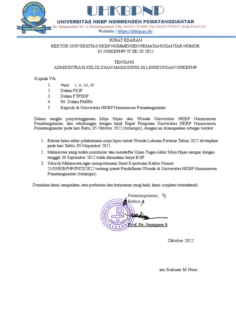 Administrasi Wisuda UHKBPNP 2022 | PDF