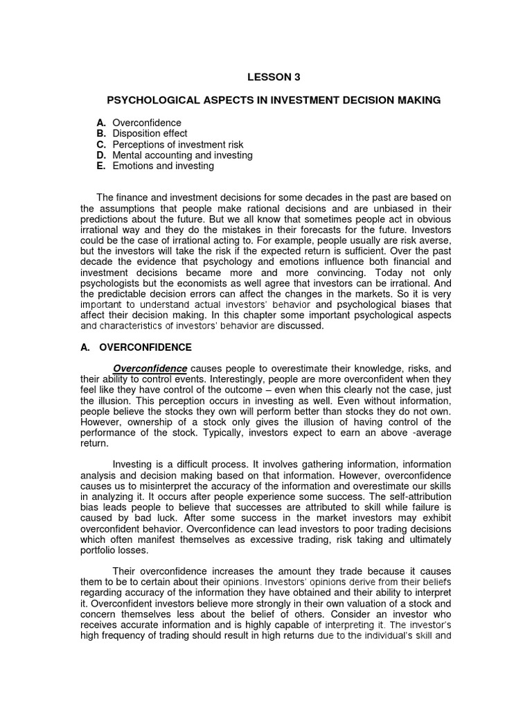 FM 325 Lesson 3 | PDF | Risk | Investing