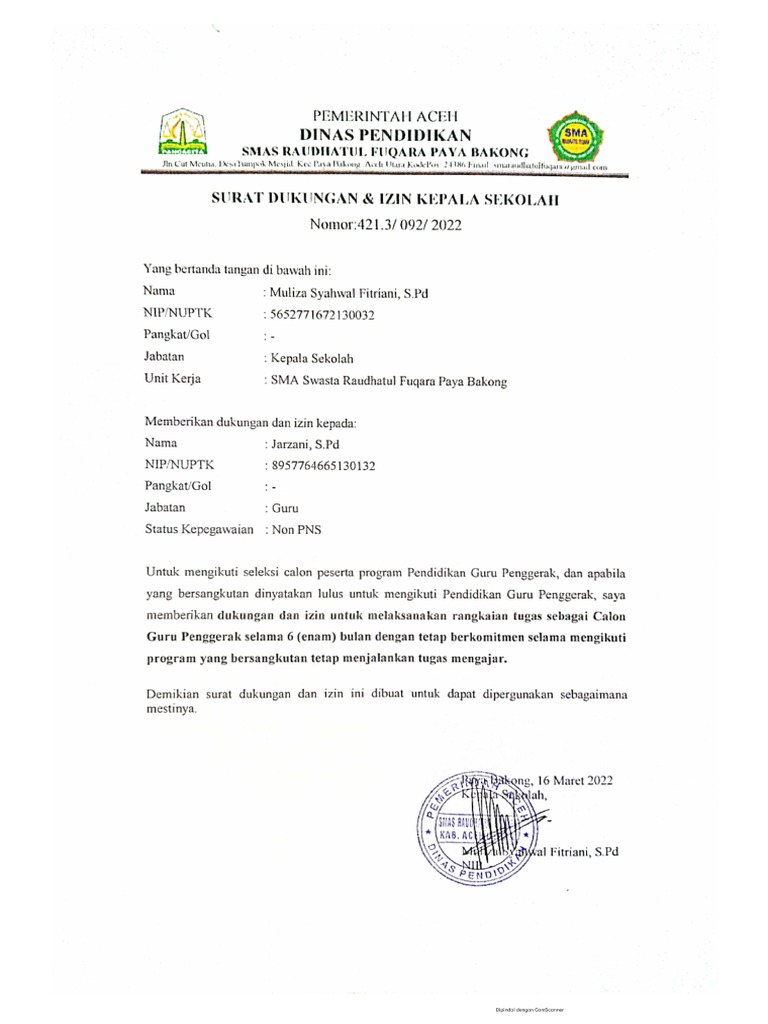 Surat Pendukung | PDF