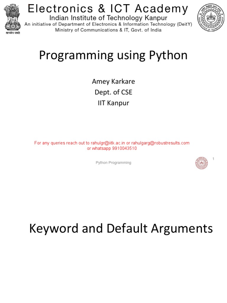 22 Keyword Arg S | PDF | Parameter (Computer Programming) | Computer ...