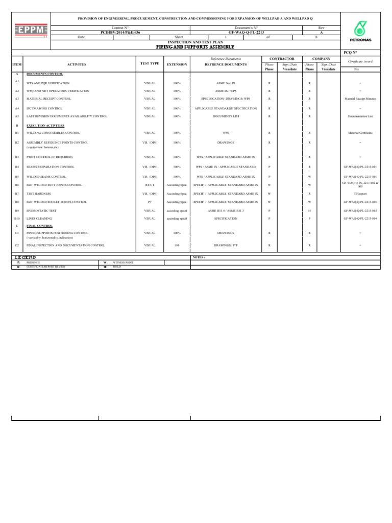 Piping Itp Pdf Welding Construction