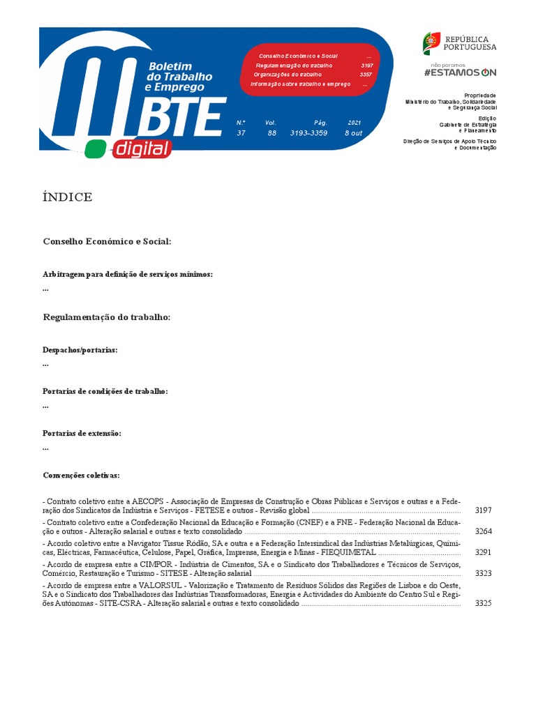 AECOPS - Contrato Colectivo de Trabalho - 8out2021 | PDF | Sindicato | Férias trabalhistas