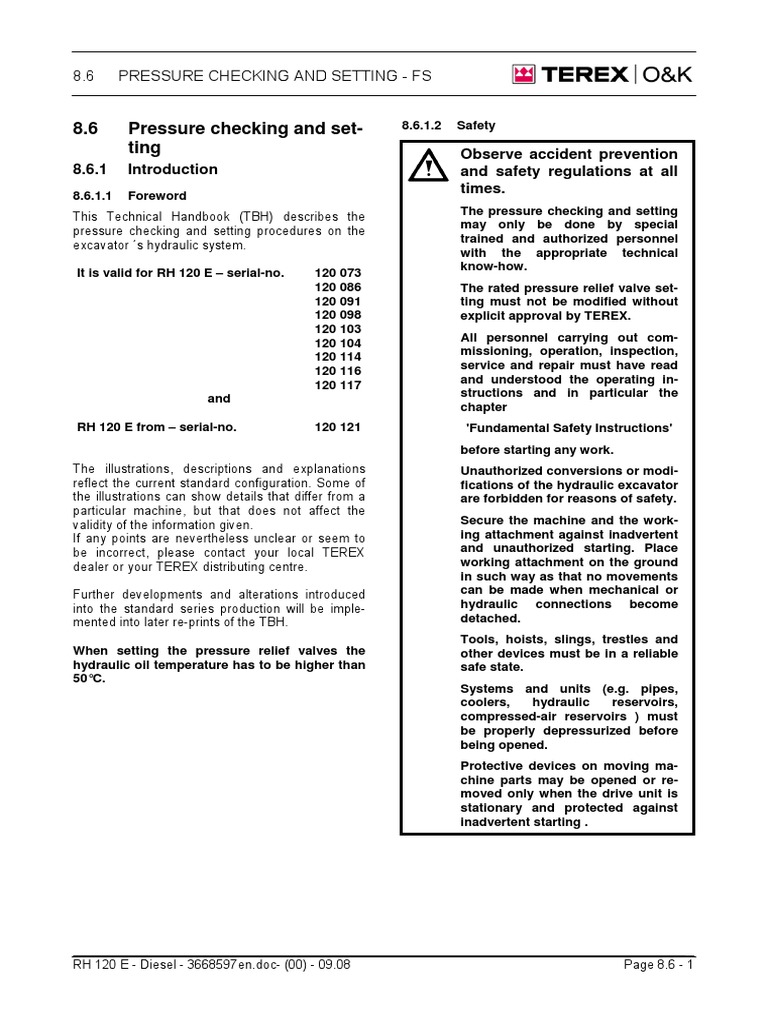 14 RH 120-E Pressure Checking and Setting | PDF | Valve | Piston