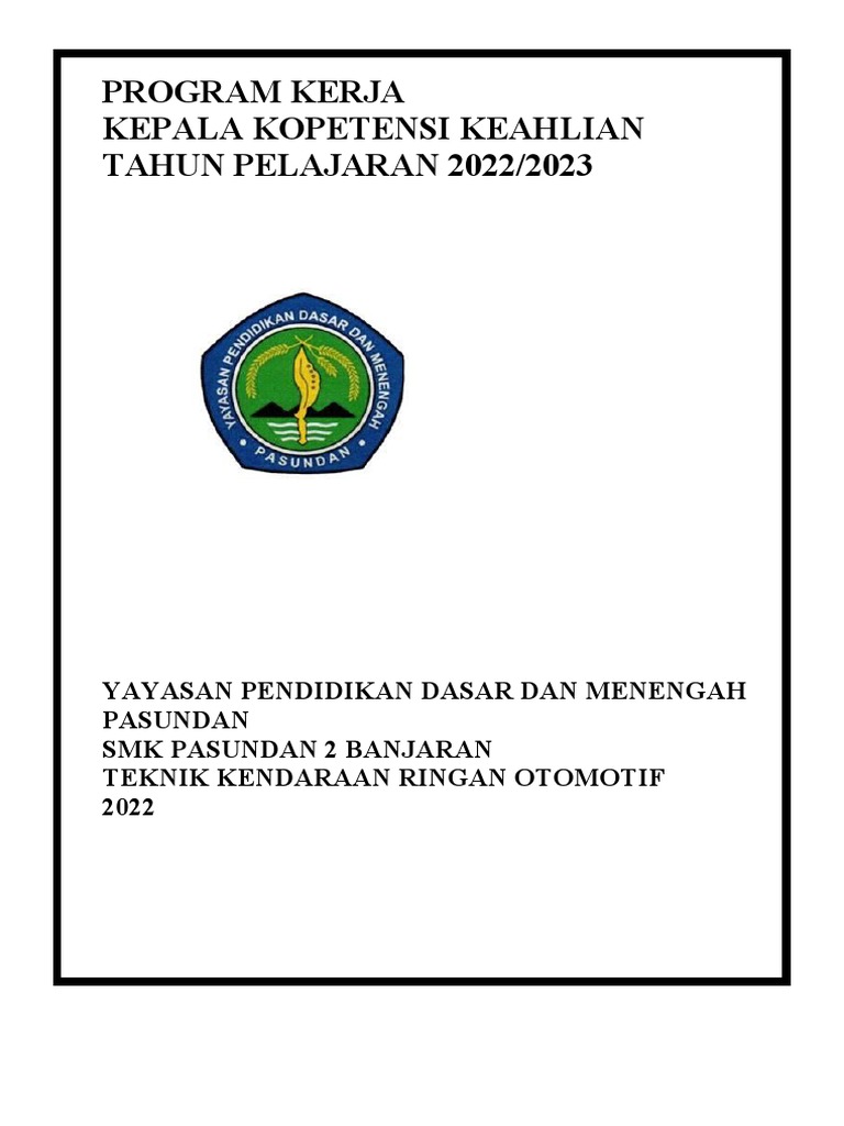 Program Kerja Jurusan TKR | PDF
