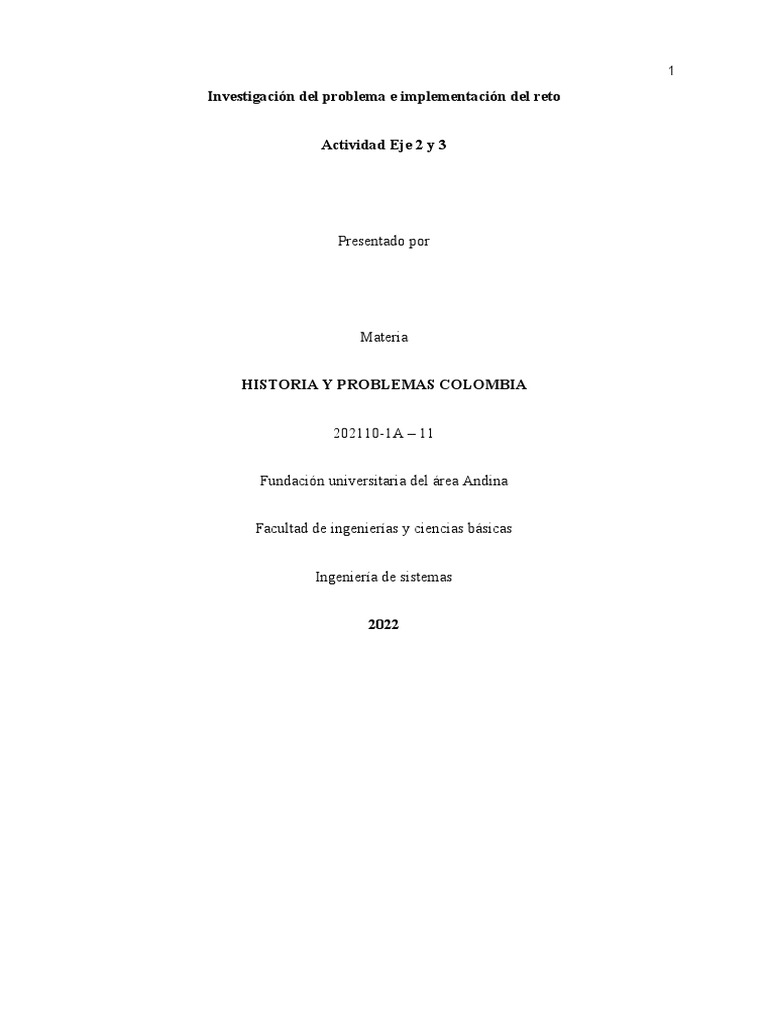 Historia y Problemas Colombian Eje 3 | PDF | Internet | Colombia