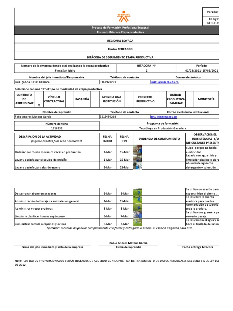 Bitacoras Sena Completa | PDF | Vacas | Agua